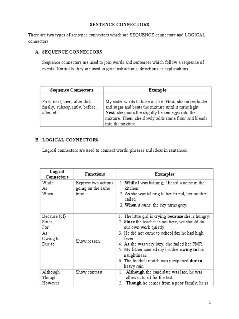 Sentence Connectors | PDF | Linguistic Morphology | Semantics