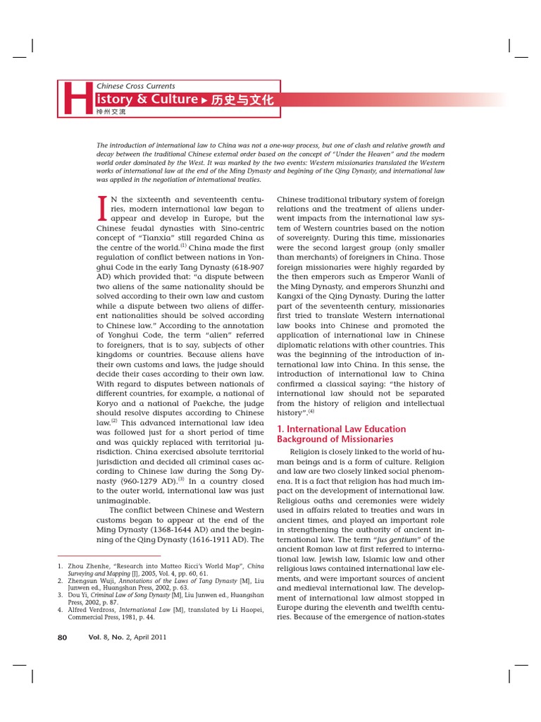 Western Missionaries and the Introduction of International Law to China ...