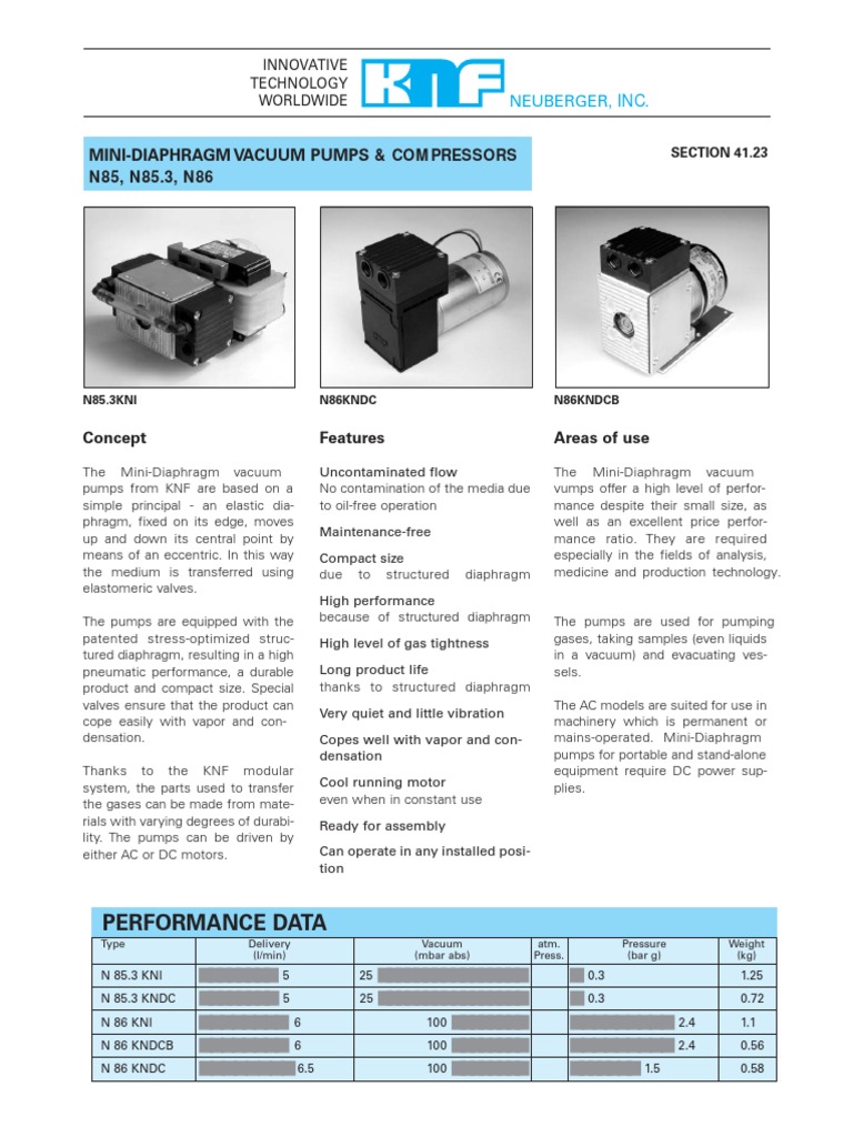 KNF Gas Pumps | PDF | Gas Compressor | Pump