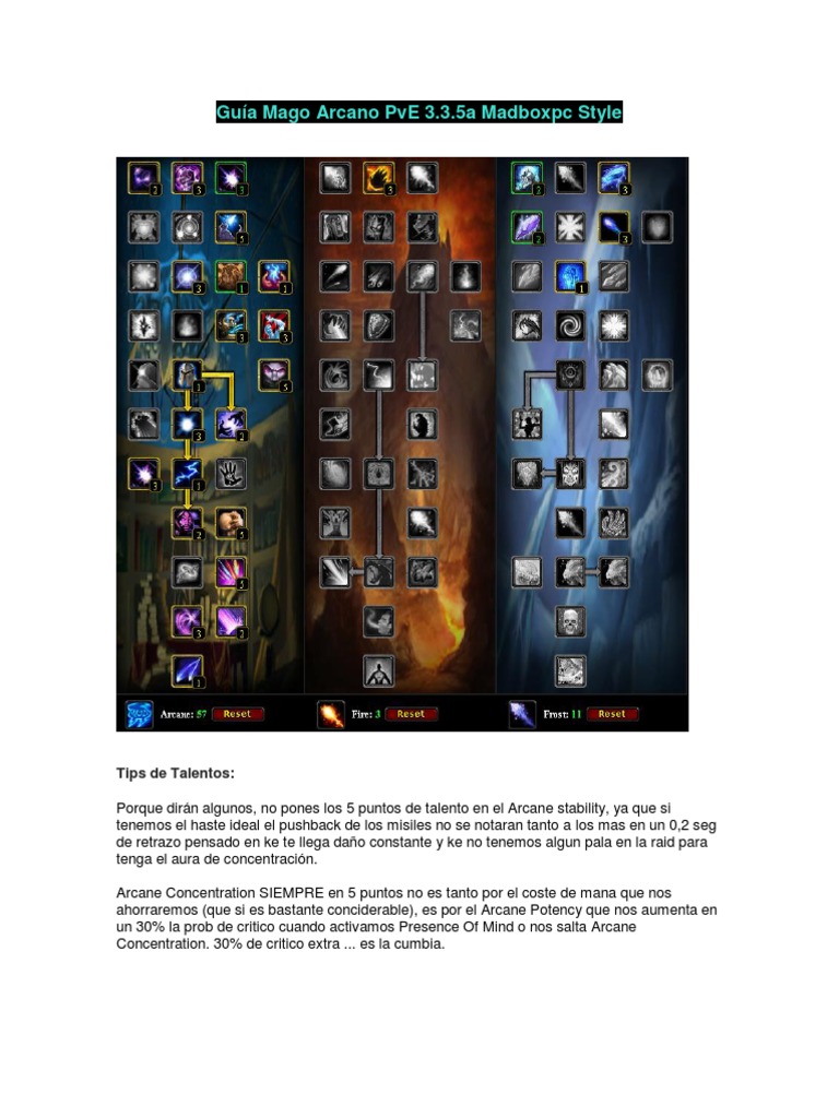 Guía Mago Arcano PvE 3.3.5a | PDF | Ocio | Informática y tecnología de ...