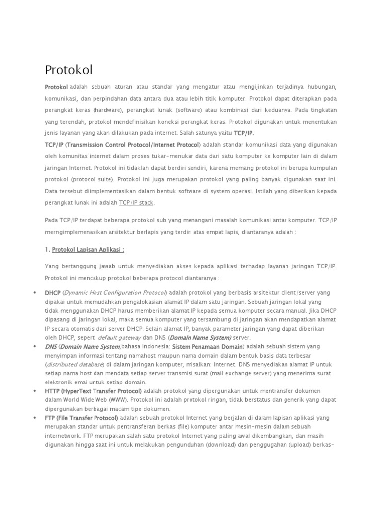 Protokol, Macam Macam Por, 7 Layer Osi | PDF