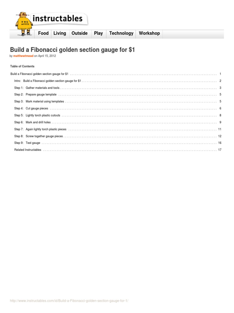 Build A Fibonacci Golden Section Gauge For 1 | PDF | Rivet | Screw
