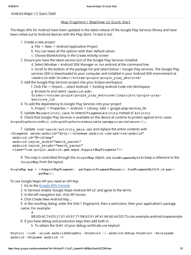 Quick Start Guide for Integrating Google Maps API V2 into an Android ...