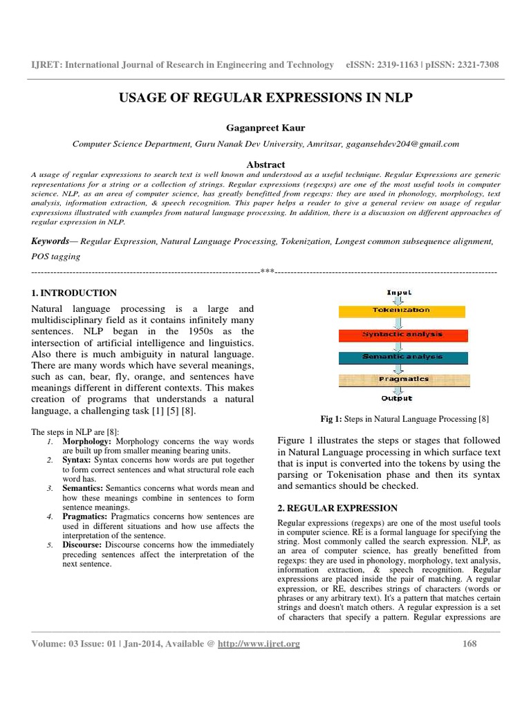 Usage of Regular Expressions in NLP | PDF | Regular Expression | String ...