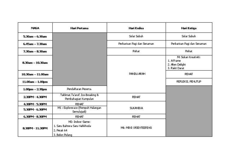 Jadual Team Building | PDF