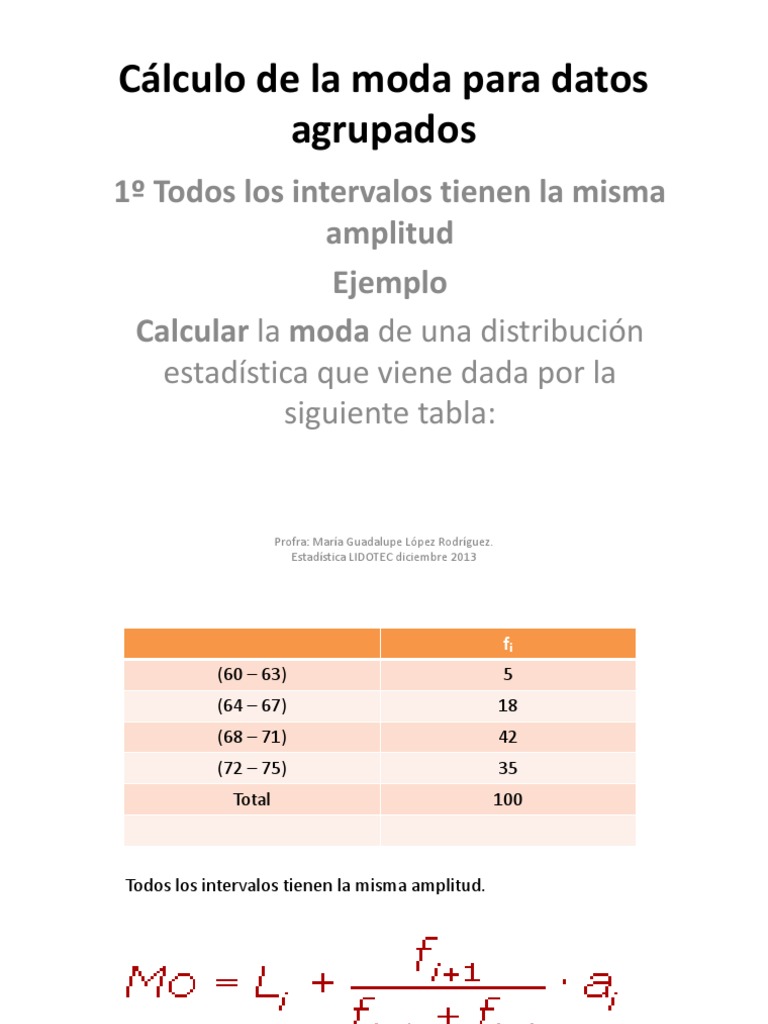 Cálculo de La Moda para Datos Agrupados | PDF | Mediana | Números