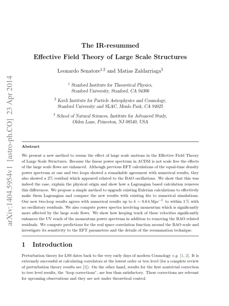 The IR-resummed Effective Field Theory of Large Scale Structures | PDF ...