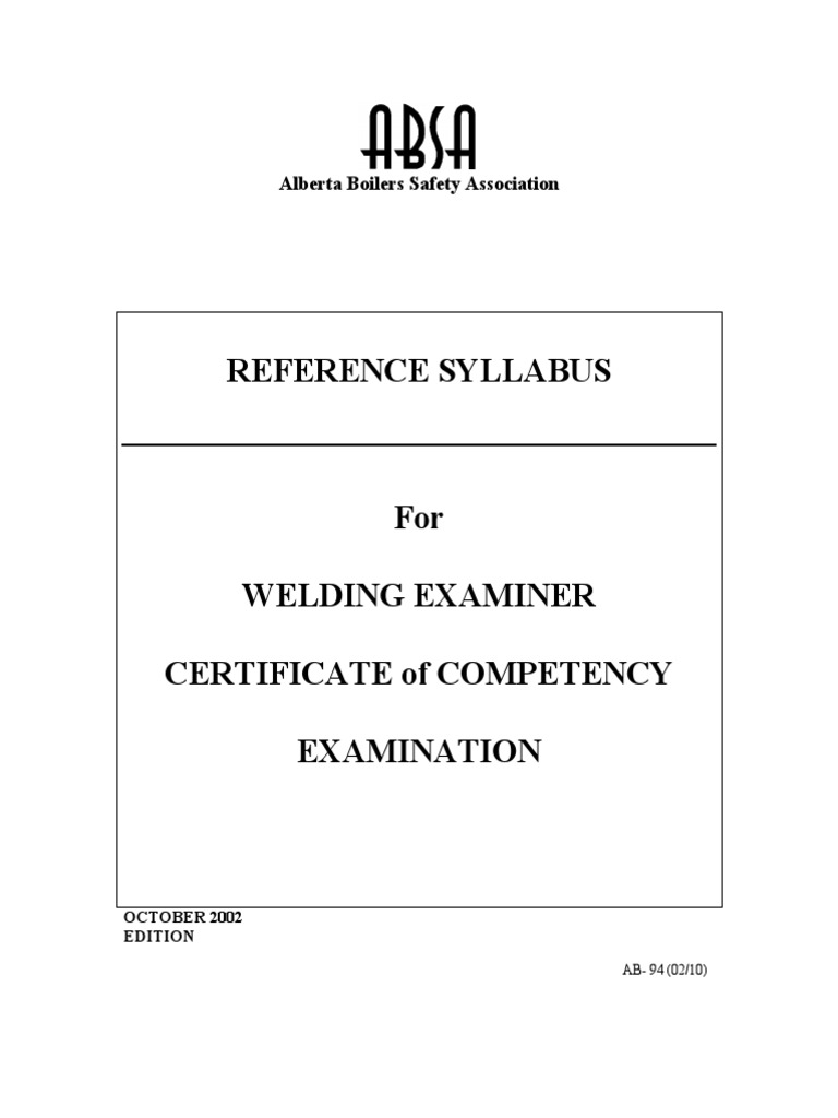 Ab-094 Welding Examiner Syllabus | PDF | Steel | Alloy