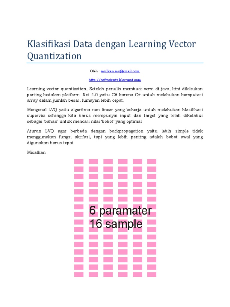 Klasifikasi Data LVQ Learning Vector Quantization | PDF