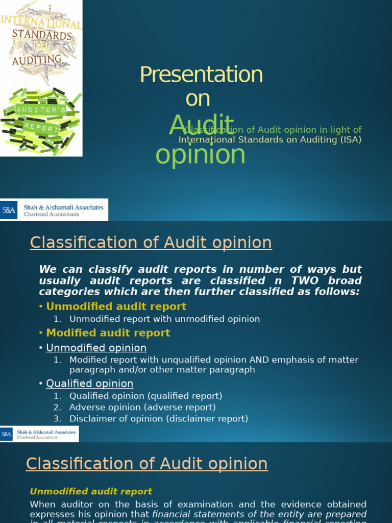 Audit Opinion Classification Under ISA | PDF | Auditor's Report | Audit