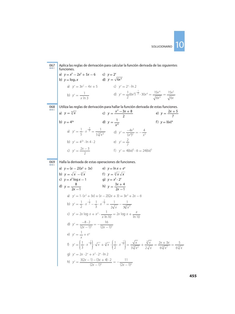 Solu Derivadas 1BTO MAT TEC | PDF | Análisis funcional | Derivado