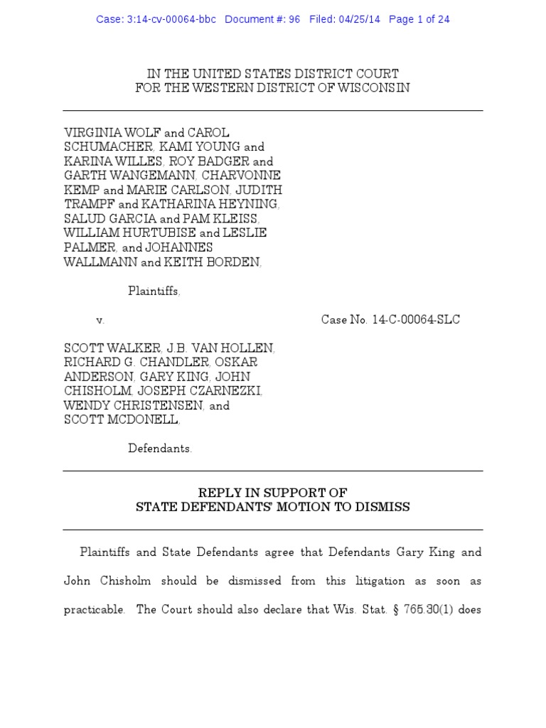 Reply in Support of State Defendants' Motion To Dismiss | Download Free ...