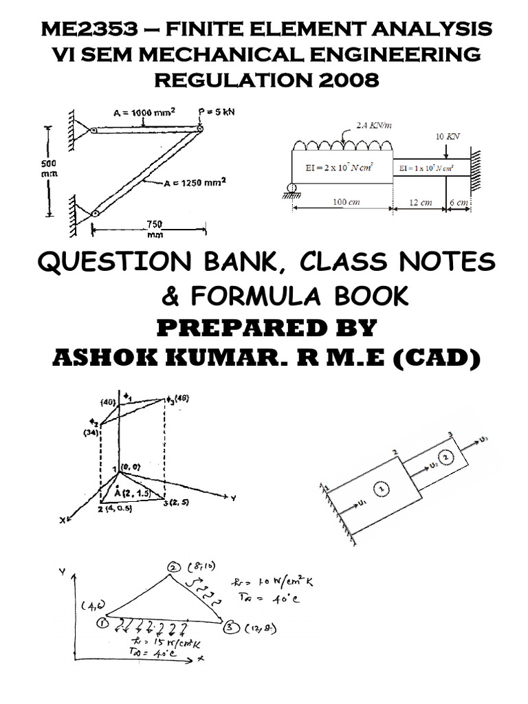 Fea Question With Class Notes and Formula Book | PDF | Finite Element ...