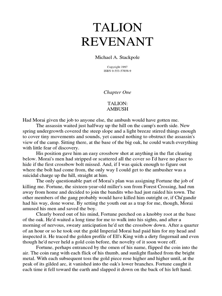 Michael A. Stackpole - Talion Revenant | PDF | Thorax | Magic (Paranormal)