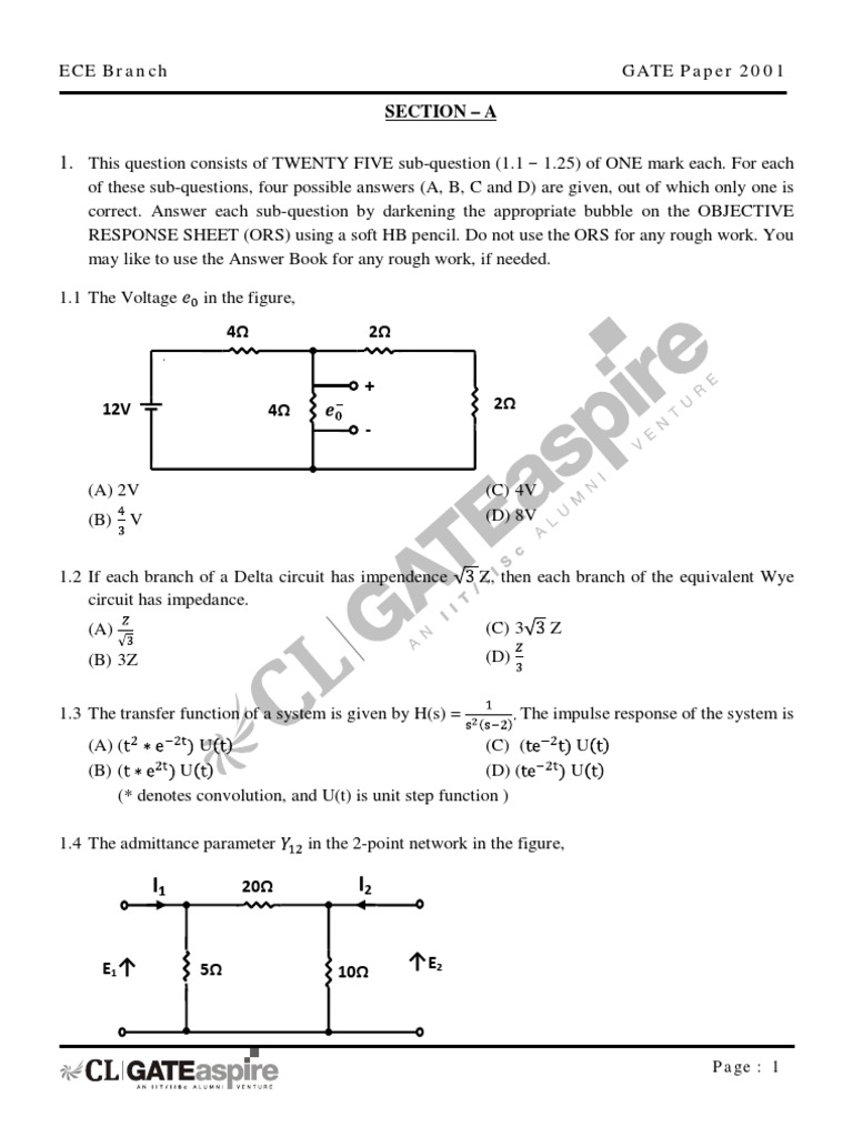 ECE 2001 Gate Question Papers | Download Free PDF | Waveguide | Analog ...