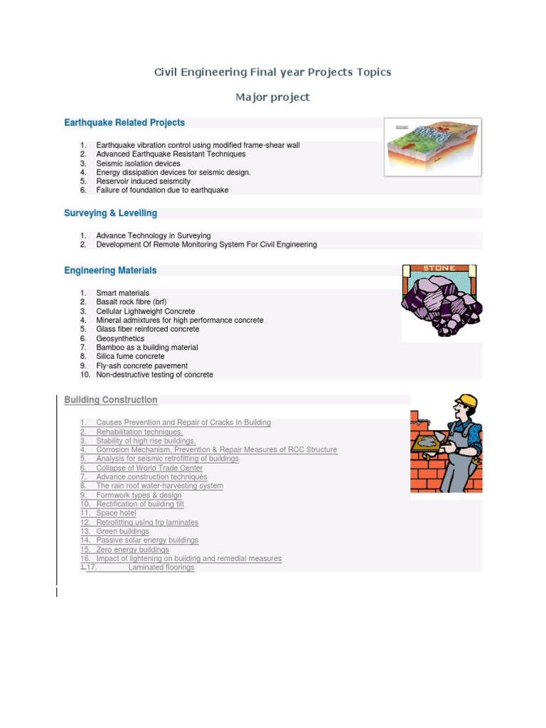 Civil Engineering Final Year Projects Topics | Download Free PDF ...