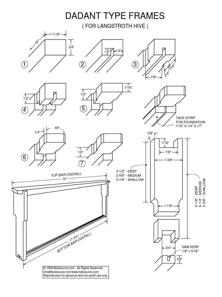 Dadant Frame Woodworking Plans For Langstroth Beehives | PDF | Home ...