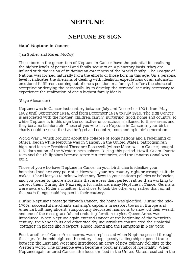 Neptune Sign House Aspect | PDF | Planets In Astrology