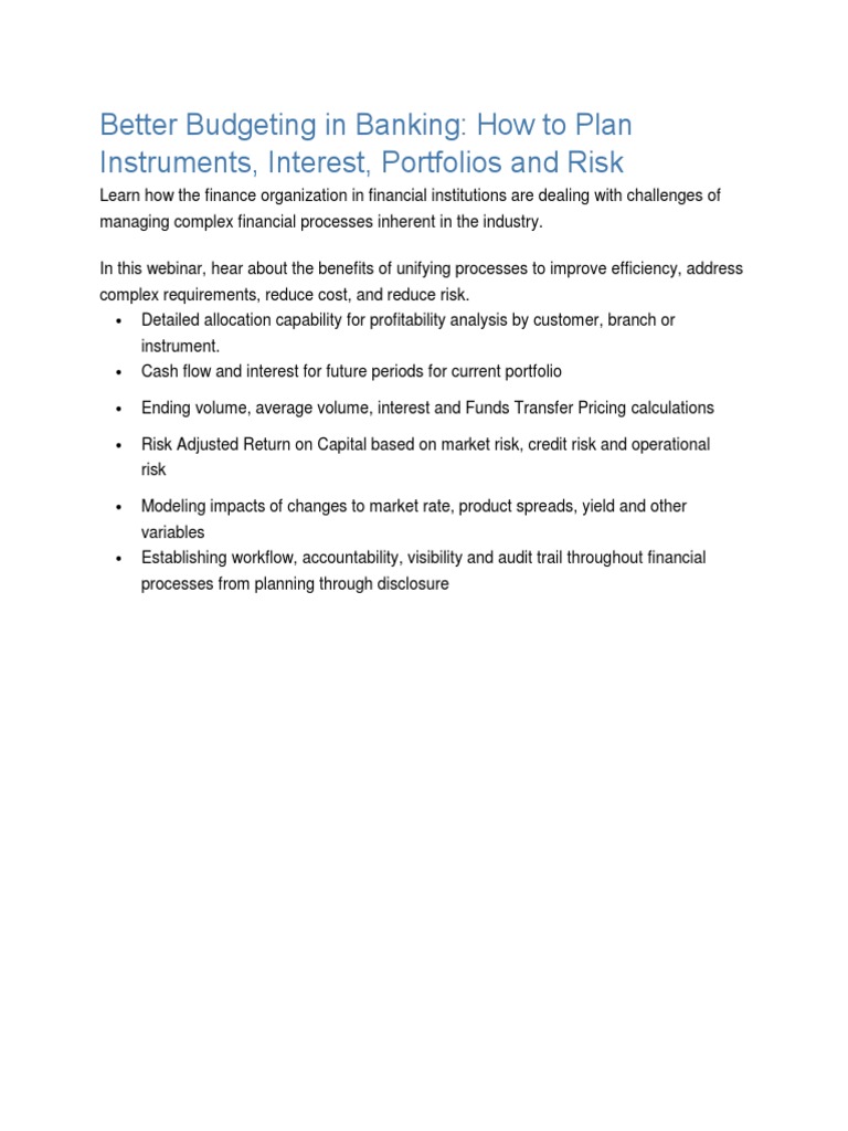 Optimizing Banking Budgeting Processes | PDF