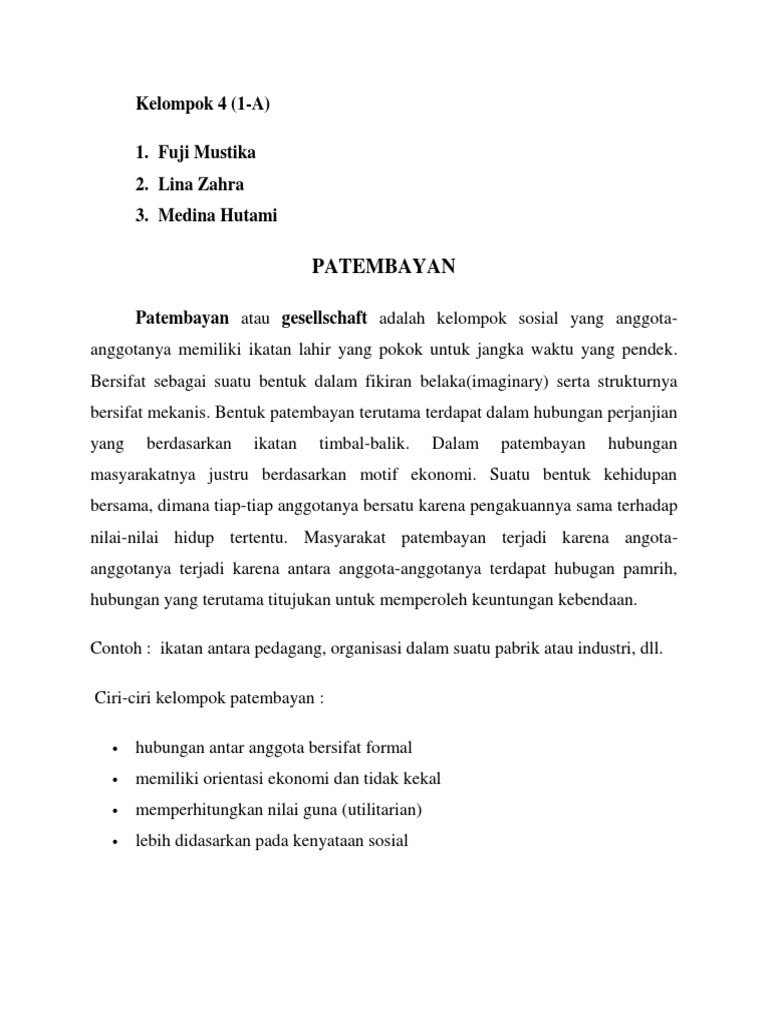 Kelompok 4 PATEMBAYAN | PDF | Politik