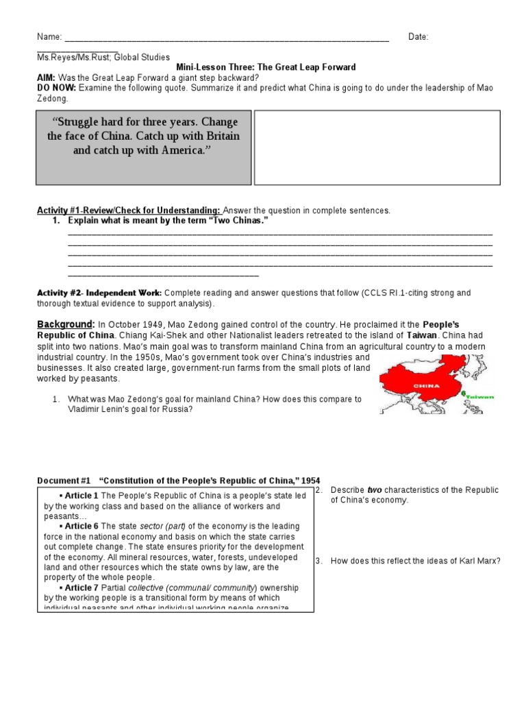 Mao Zedong DBQ New | PDF | Cultural Revolution | Peasant