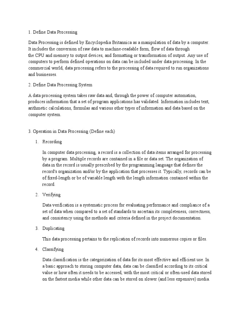 Data Processing | PDF | Computer Data Storage | Computer File