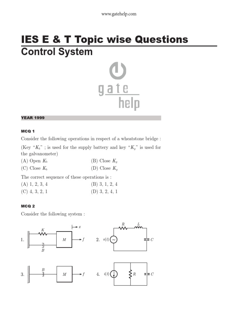 IES - Electronics Engineering - Control System | PDF | Control Theory ...