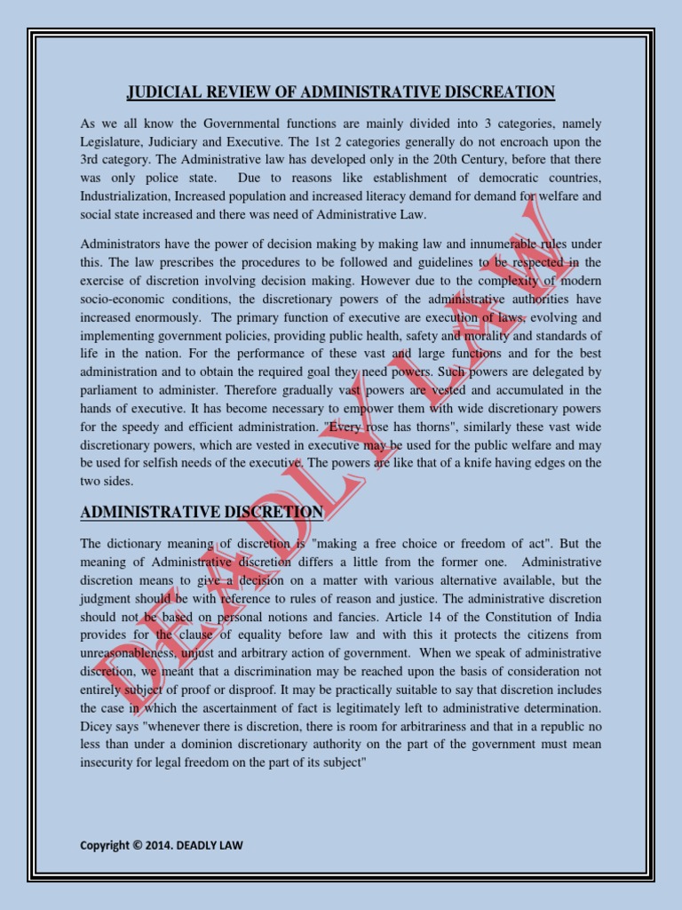 Judicial Review of Administrative Discretion | PDF | Discretion ...