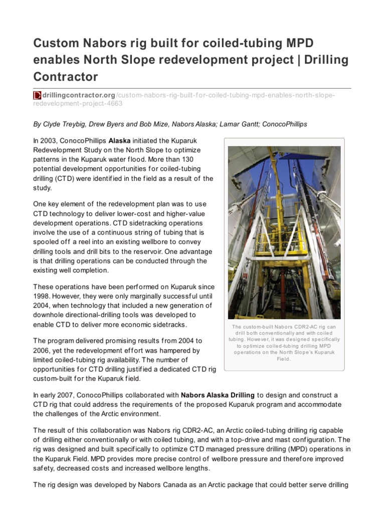 Custom Nabors Rig Built For Coiledtubing MPD Enables North Slope ...