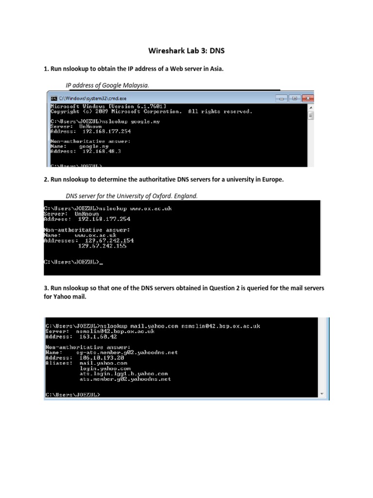 Wireshark Lab 3 DNS | PDF | Port (Computer Networking) | Transmission Control Protocol