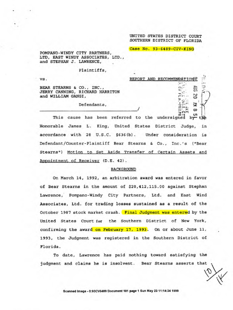 orders of federal district judge lawrence king and magistrate william ...