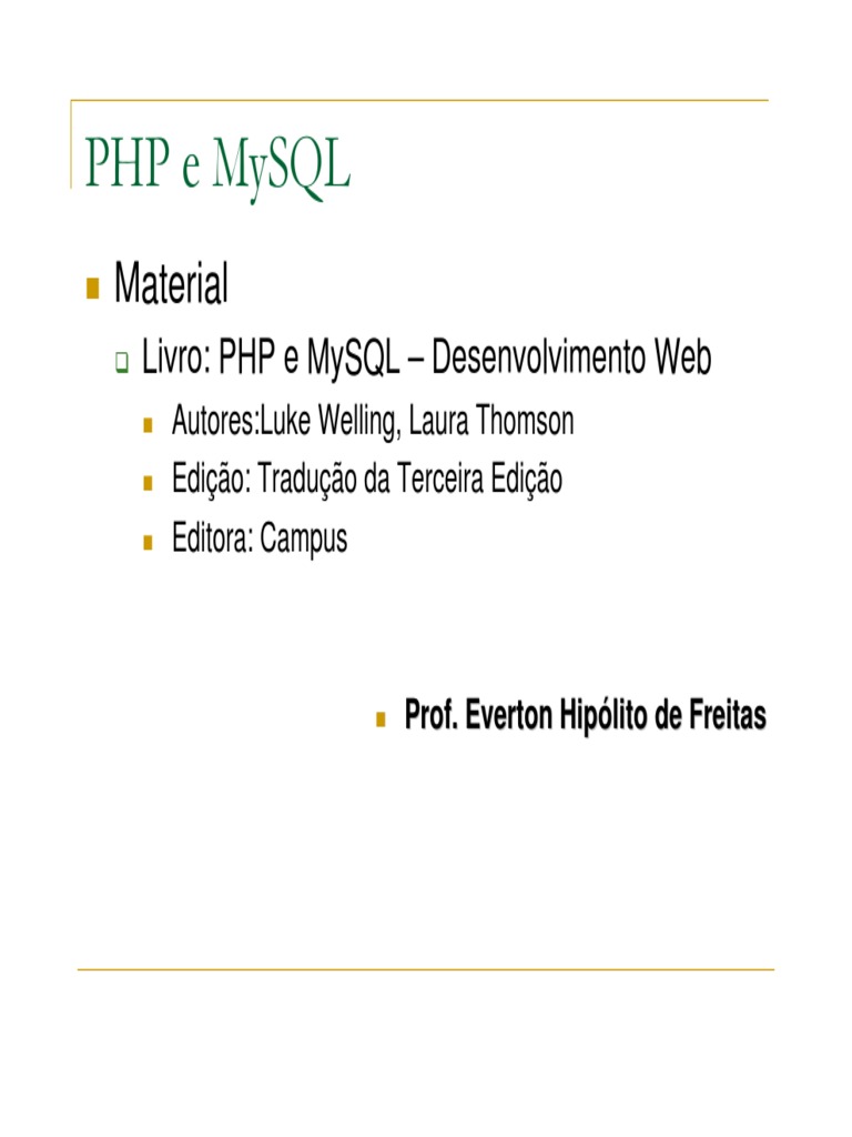 PHP e MySQL | Download grátis PDF | Php | Software gratuito