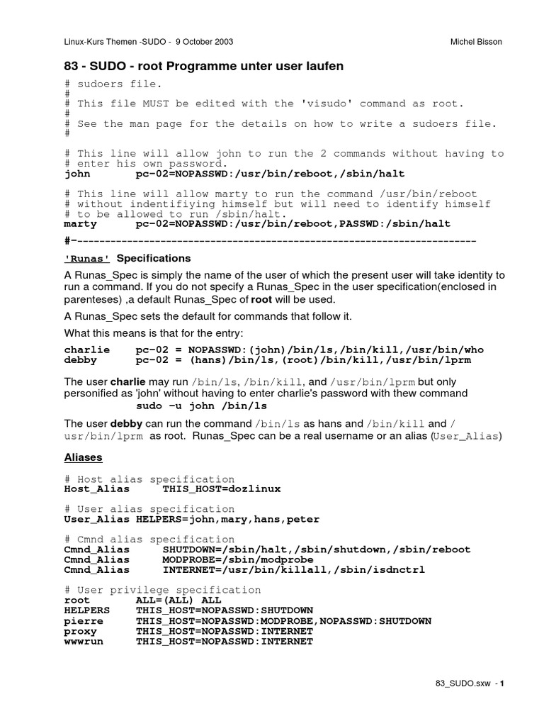 Linux SUDO Guide for Sysadmins | PDF | Superuser | Sudo