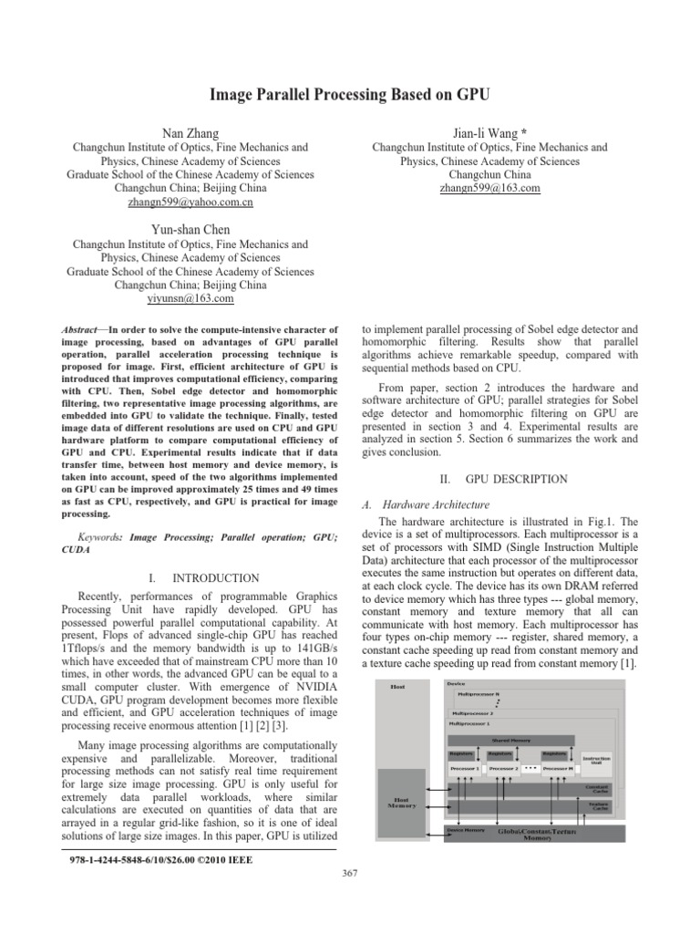 Image Parallel Processing Based On GPU PDF | PDF | Graphics Processing ...