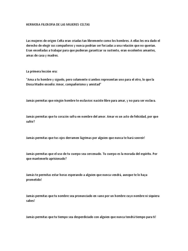 Hermosa Filosofia de Las Mujeres Celtas | PDF