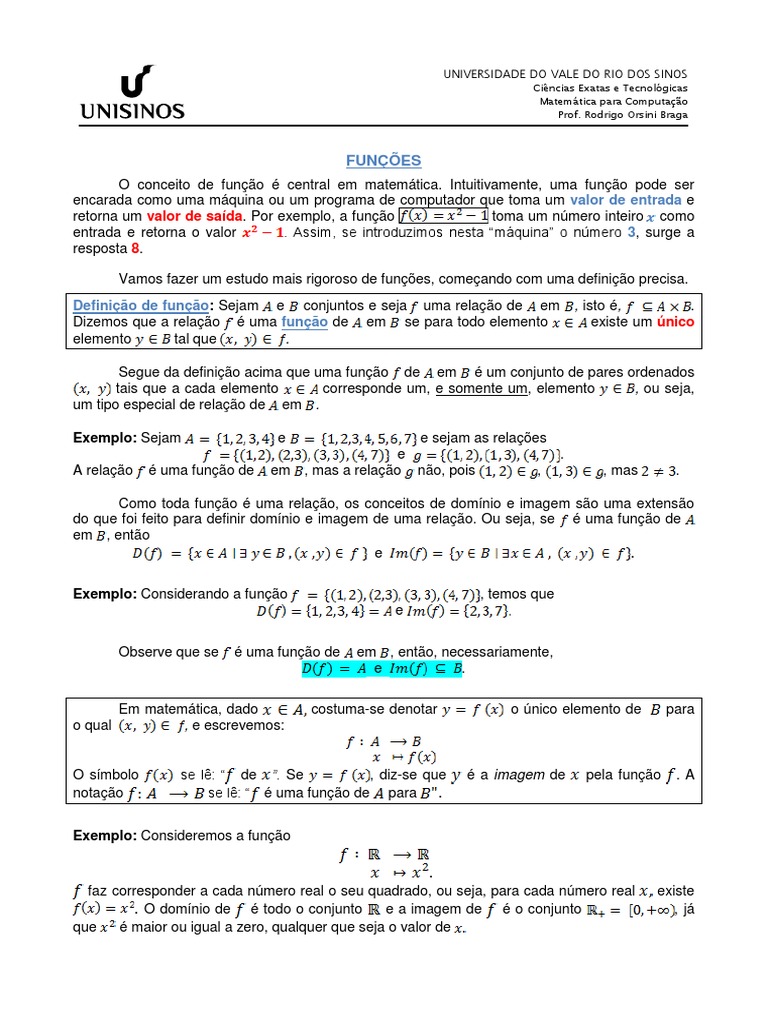 Funções: Conceito, Propriedades e Aplicações | PDF | Função (Matemática ...