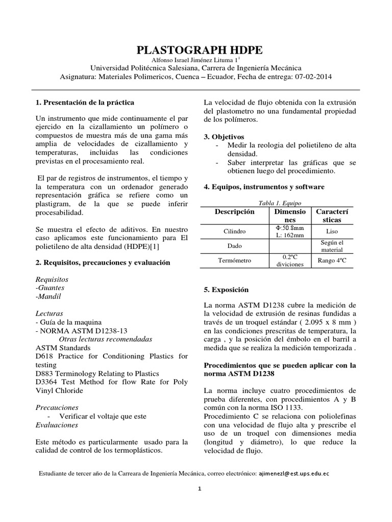 Practica Plastograph | PDF | Polímeros | Polietileno