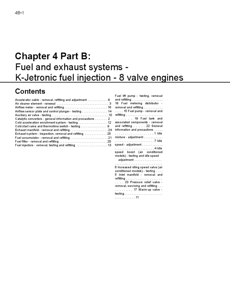 Chapter 4 Part B:: Fuel and Exhaust Systems - K-Jetronic Fuel Injection ...