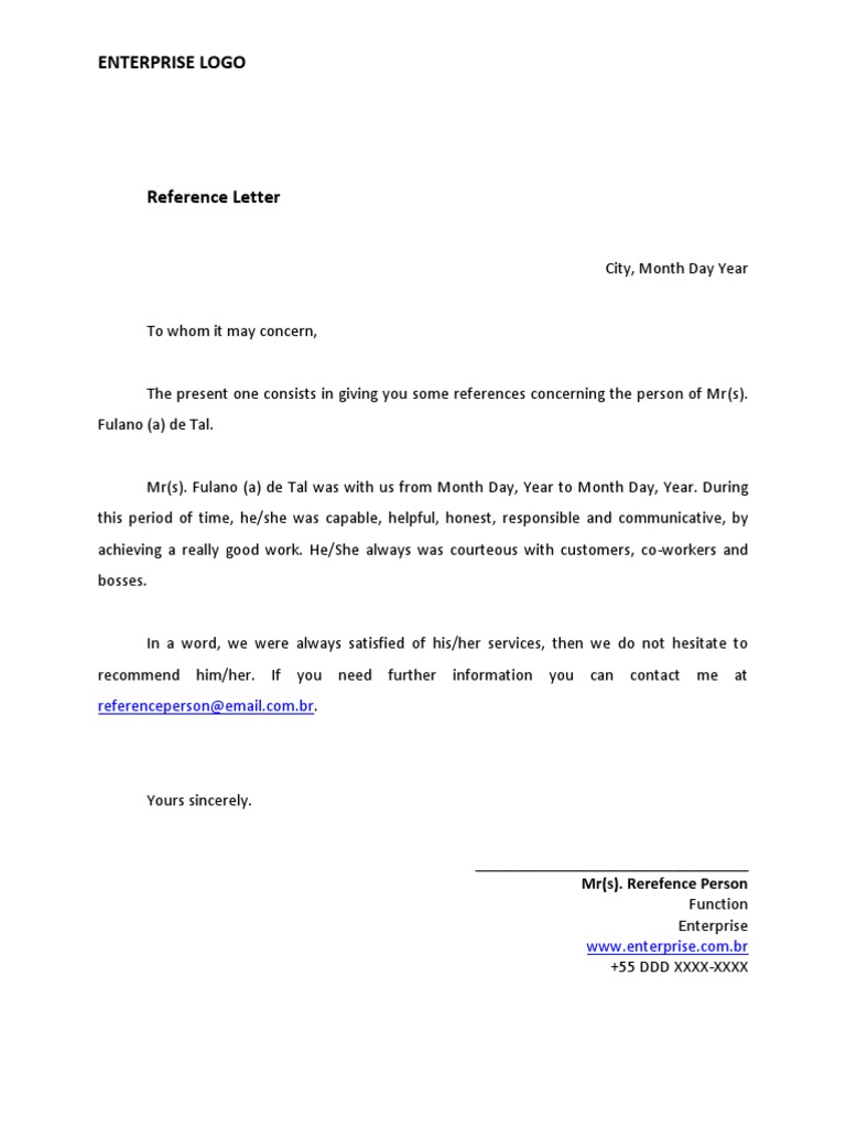 Reference Letter Model | PDF