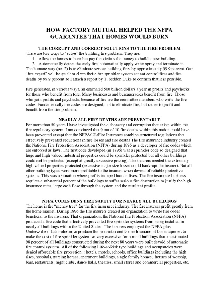 How Factory Mutual Helped The Nfpa | PDF | Fire Sprinkler System ...