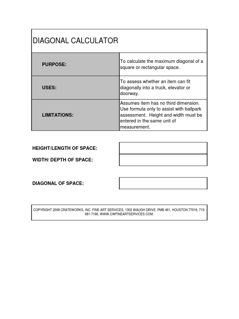Diagonal Calculator | PDF | Technology & Engineering