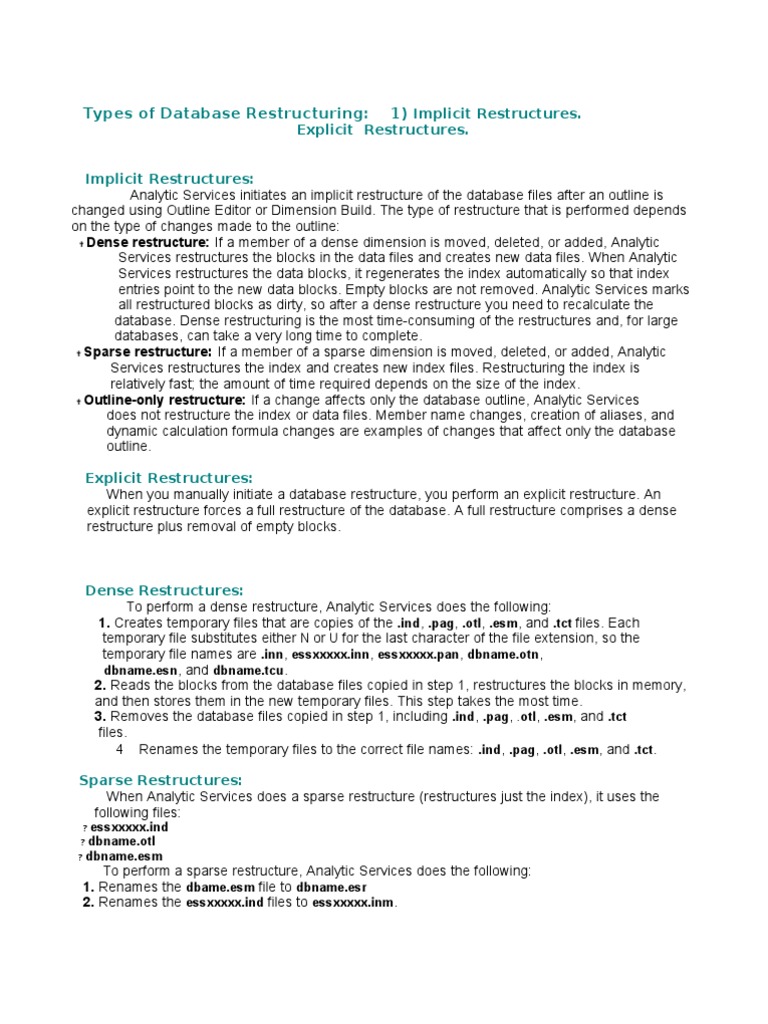 Types of Database Restructuring | PDF | Database Index | Data Management