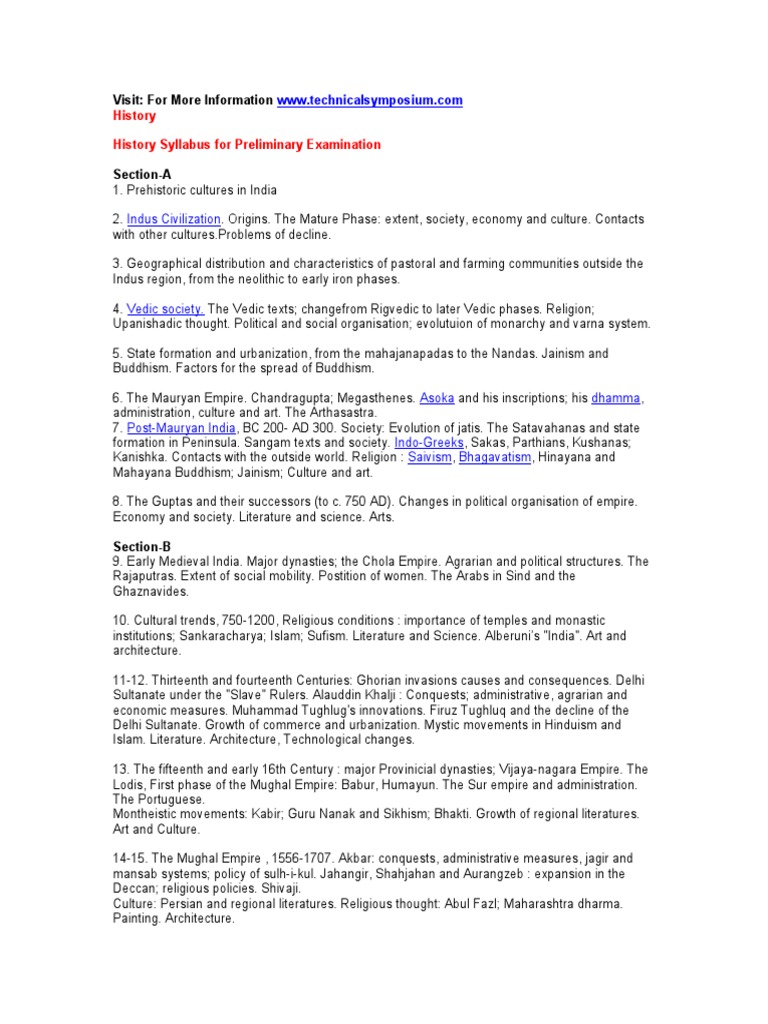 History History Syllabus For Preliminary Examination: Visit: For More ...