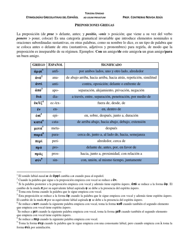 Preposiciones Griegas | PDF | Sustantivo | Lengua griega