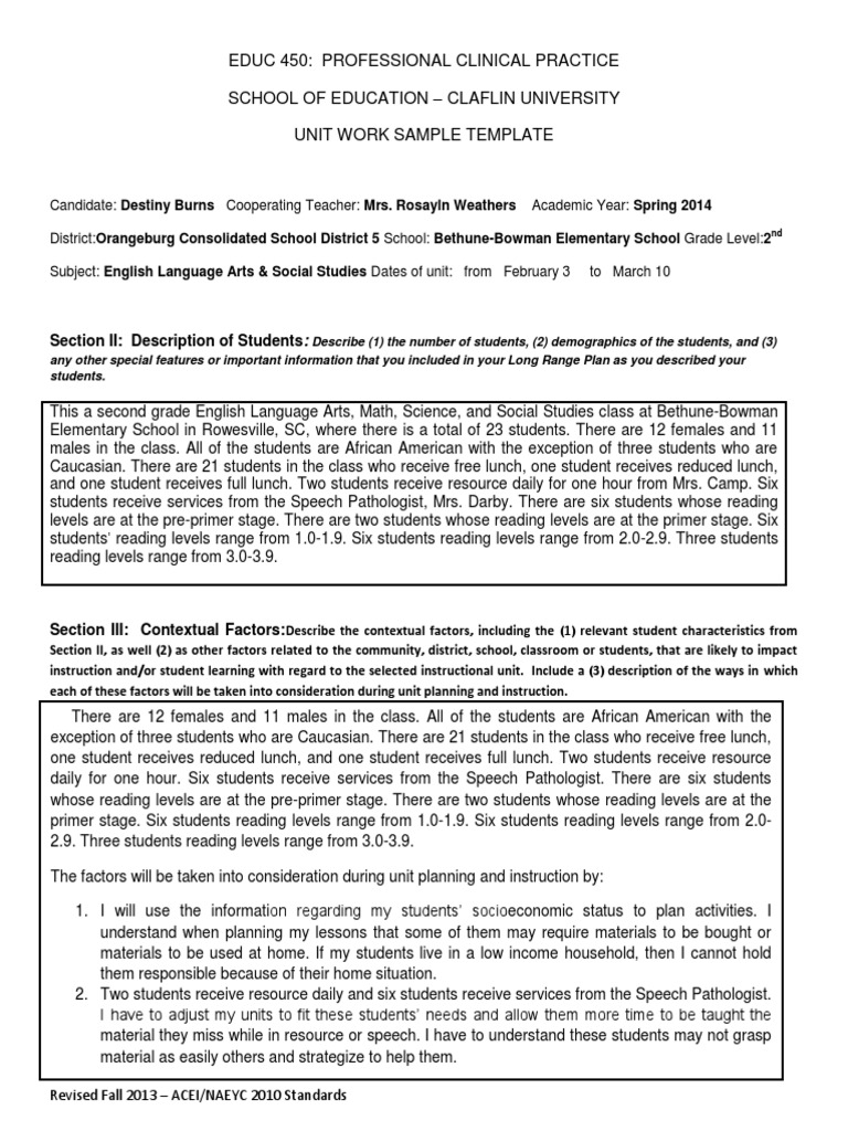 Unit Work Sample ELA SS | PDF | Educational Assessment | Rubric (Academic)