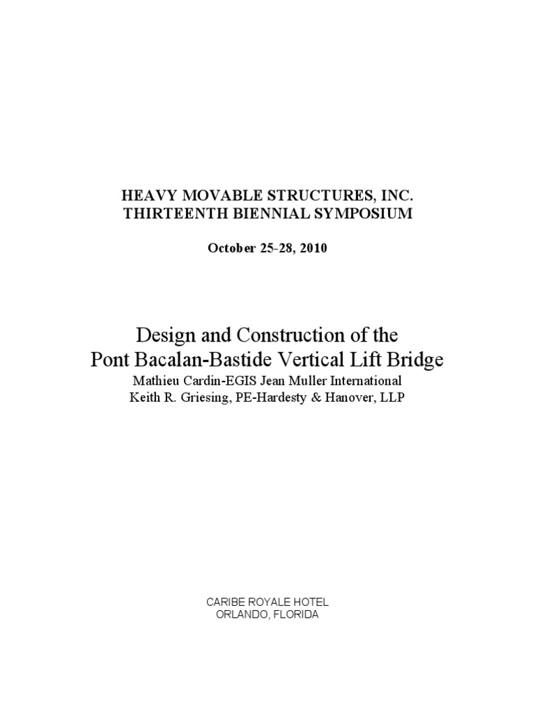 Verticle Lifting Bridge | PDF | Elevator | Structural Steel