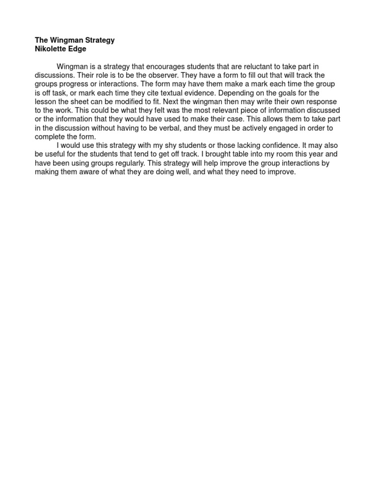 2 Point Wingman Strategy | PDF | Career & Growth