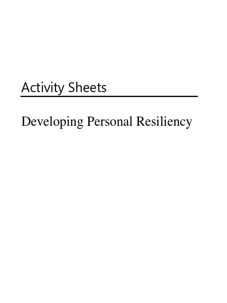 Developing Personal Resiliency Activity Sheets | PDF | Empathy | Self ...