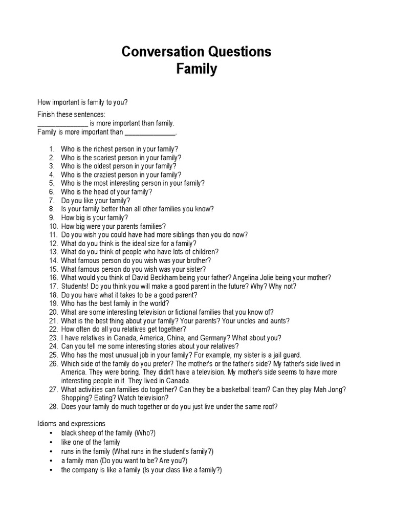 Questions About The Family | PDF | Social Institutions | Social Science