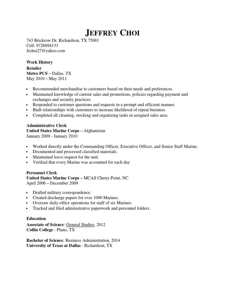 Jeffrey Choi's Work Experience & Education | PDF